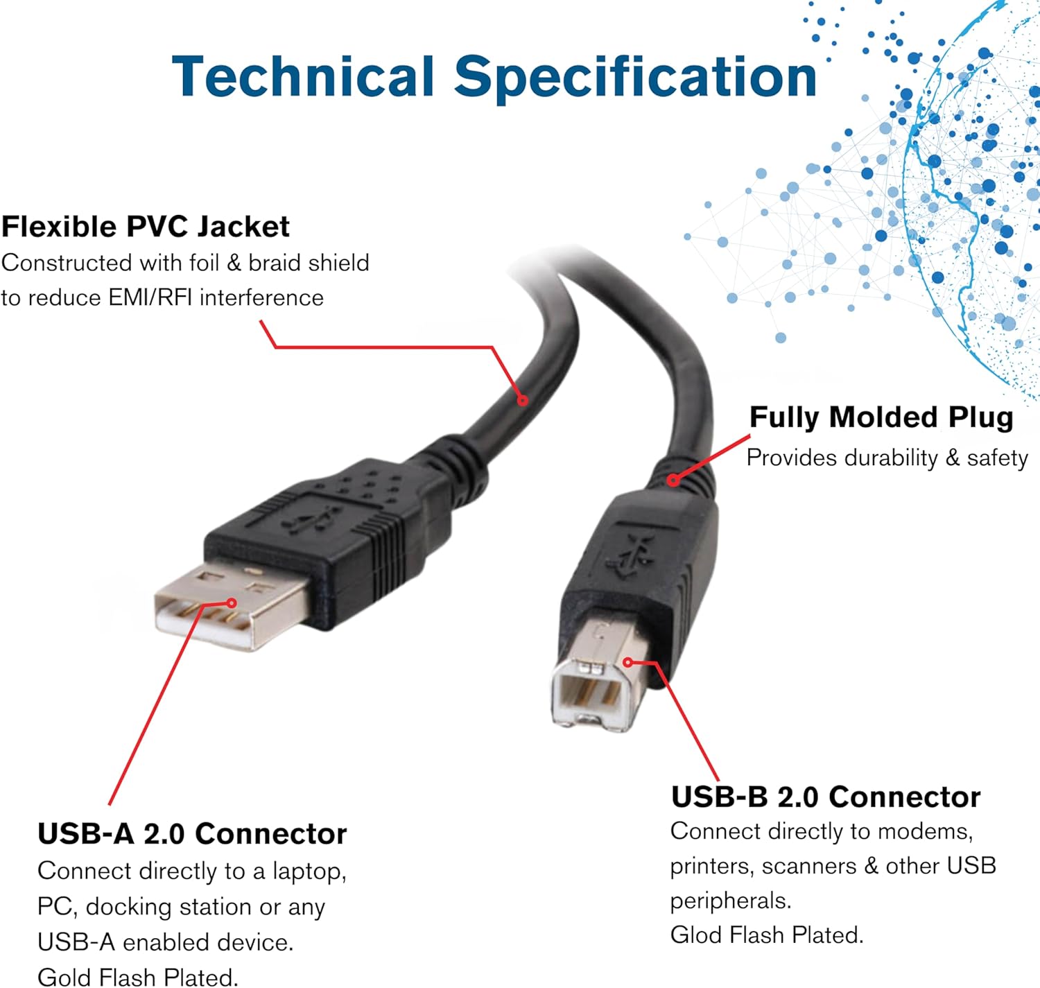 ALLAN 1.5M Printer Data line cable Connected To Computer USB line Printer | Shopee Philippines
