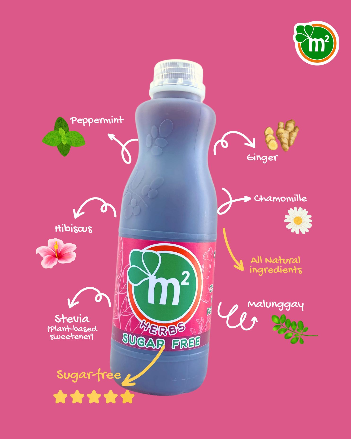 M2 Veggie Herbs ALL Natural Healthy Drink - MORINGA, GINGER, CHAMOMILE ...