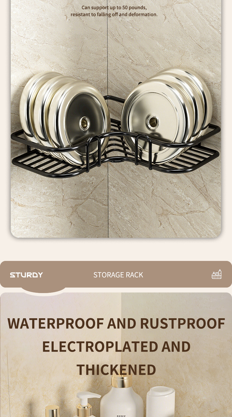 Corner Shower Caddy Bathroom Wall Mounted Shelf Organizer Rack | Shopee ...