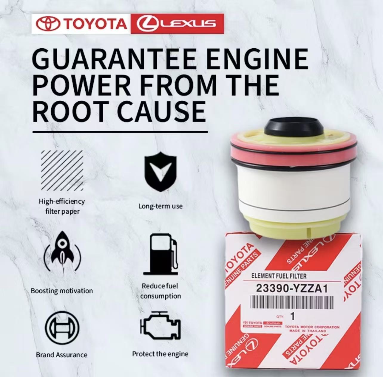 23390-YZZA1 ELEMENT Fuel Oil Filter TOYOTA Fortuner / Hilux / Innova ...