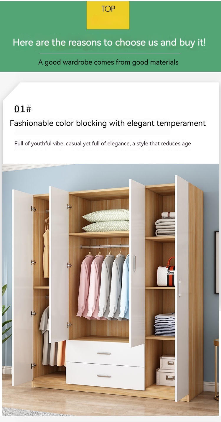 Wooden wardrobe family bedroom simple assembly large cabinet Support COD | Shopee Philippines
