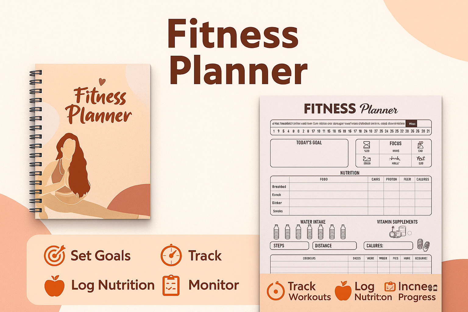 Daily Fitness Planner – Workout Log, Nutrition Journal & Health ...