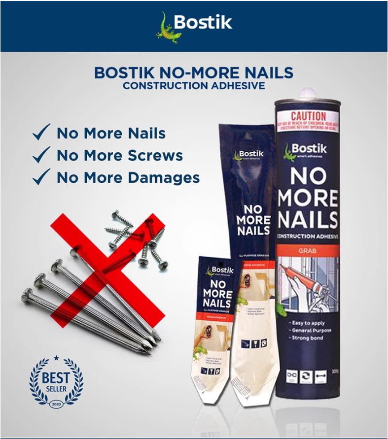 PER BOX - Bostik 100g/320g No More Nails Solvent Based Construction ...