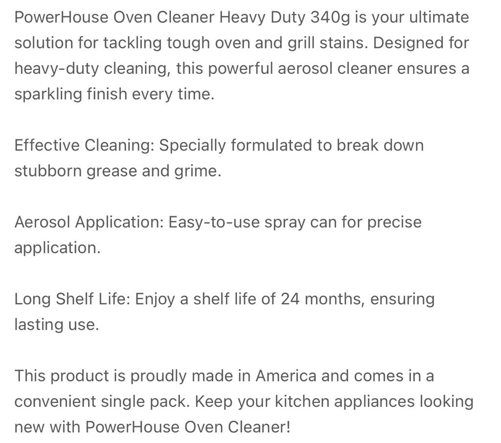 PowerHouse Heavy Duty Oven Cleaner 340g | Shopee Philippines