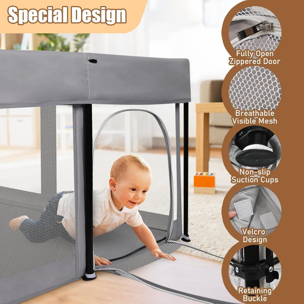 【Free Installation】Foldable Playpen For Baby Thicken Steel Waterproof ...