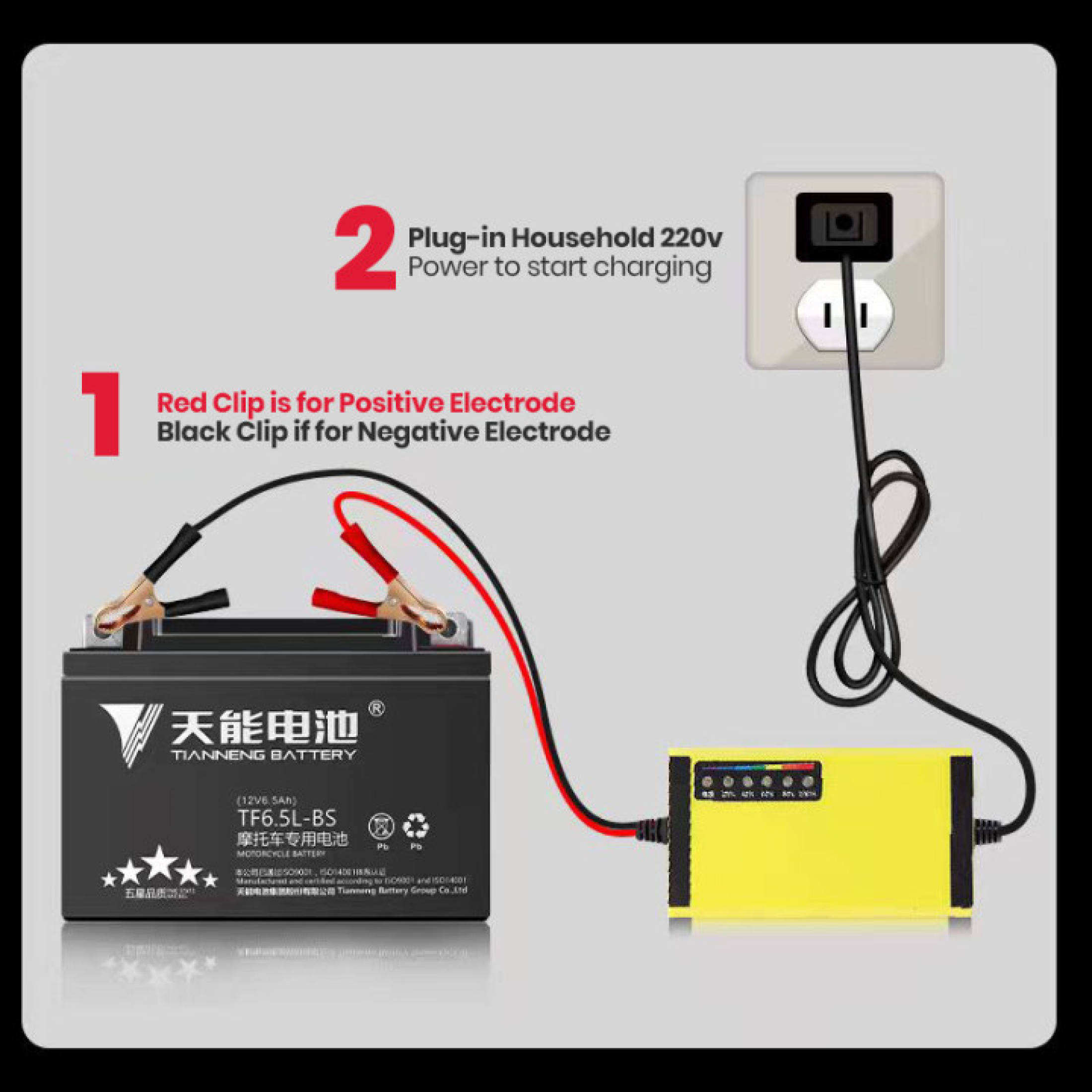 Smart Car Motorcycle Battery Charger 12V Full Automatic Portable Lead ...