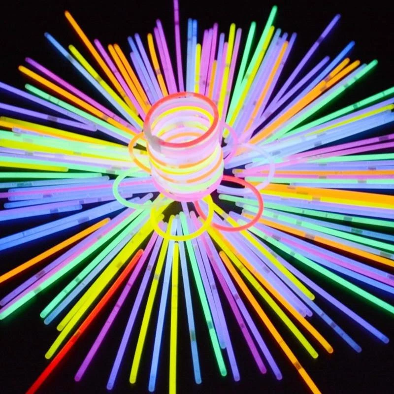 50/100 Pcs 5 Color Mixed Packaging Glow Stick Bracelet Glow in The Dark ...