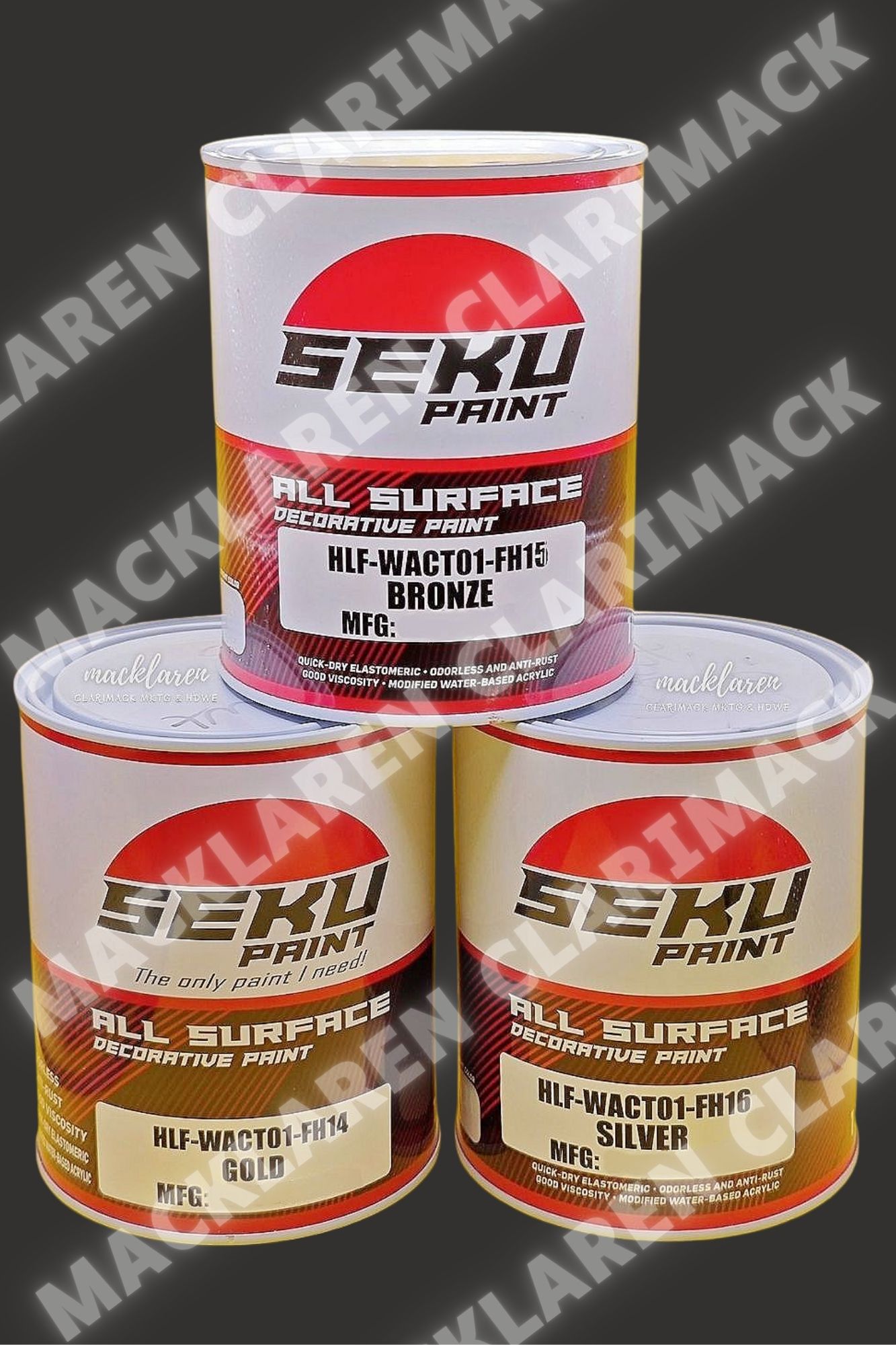 SEKU PAINT ALL SURFACE WATER BASED DECORATIVE PAINT 1-LITER GOLD SILVER ...