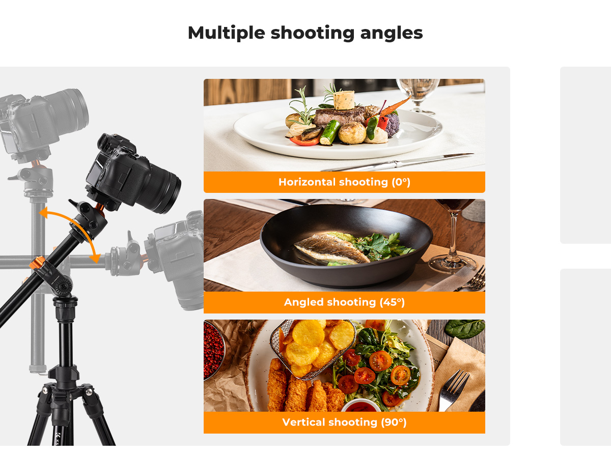 K&F CONCEPT 195cm Multi-Angle Rotating Center Column Camera Tripod 8kg ...