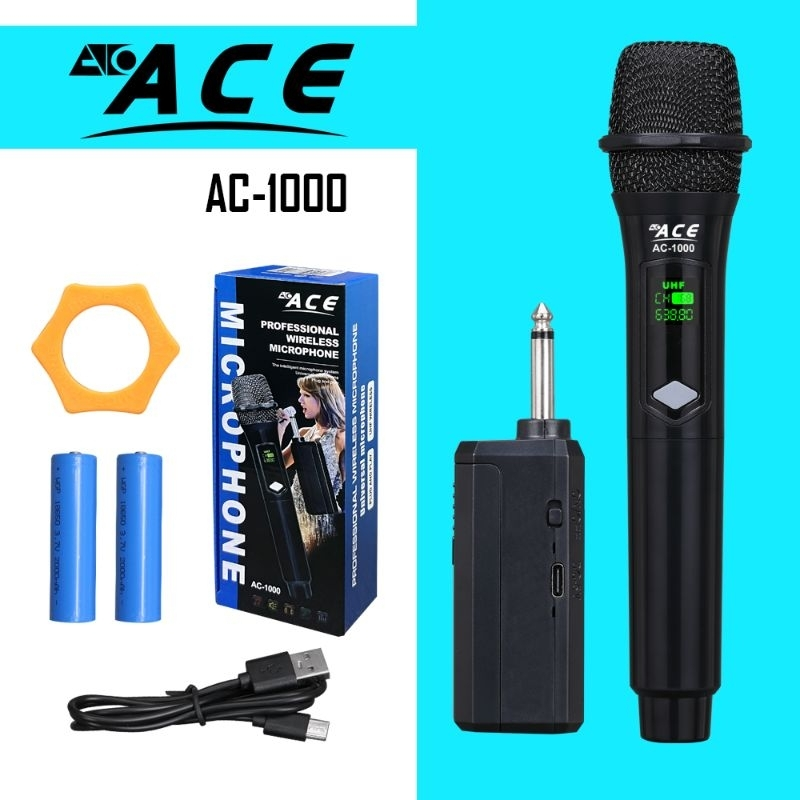 SUPER SALE AC-1000 Professional UHF Wireless Rechargeable Microphone ...