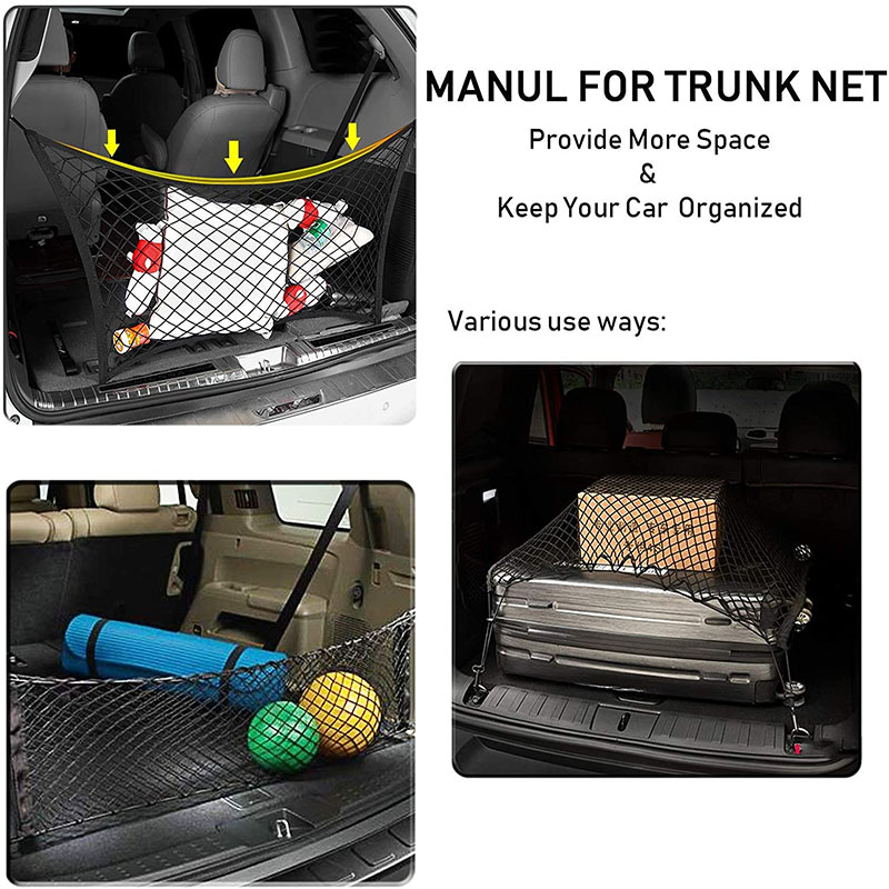 Car Trunk Net Car Cargo Net Adjustable Elastic Trunk Storage Net With ...