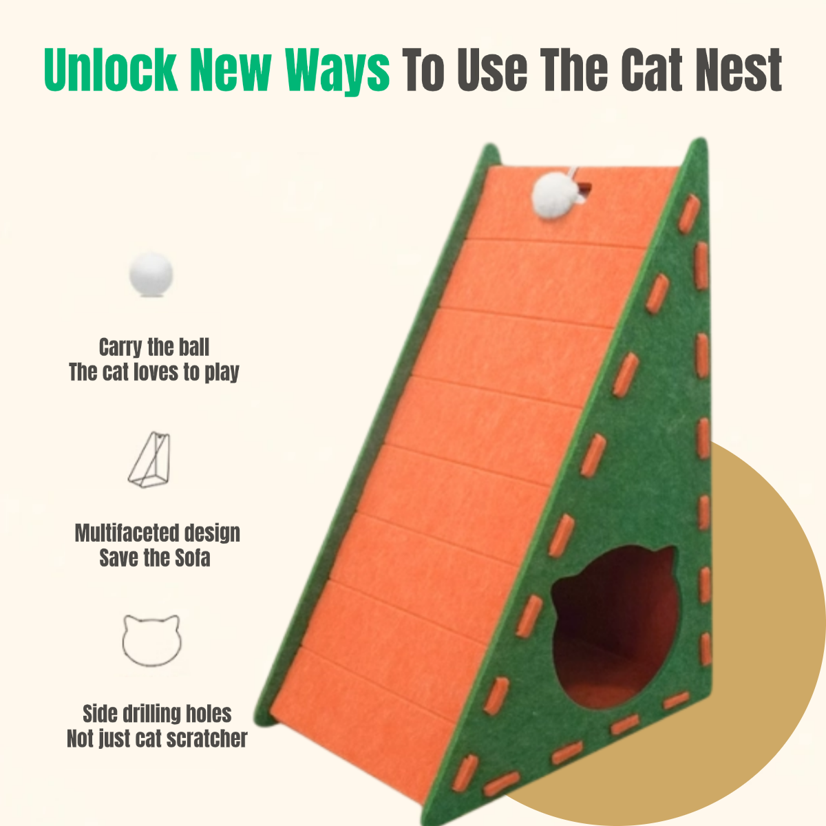 【COD】3in1 Felt Cat Scratching Post Cat Bed Cat Nest Cat Toy Cat ...