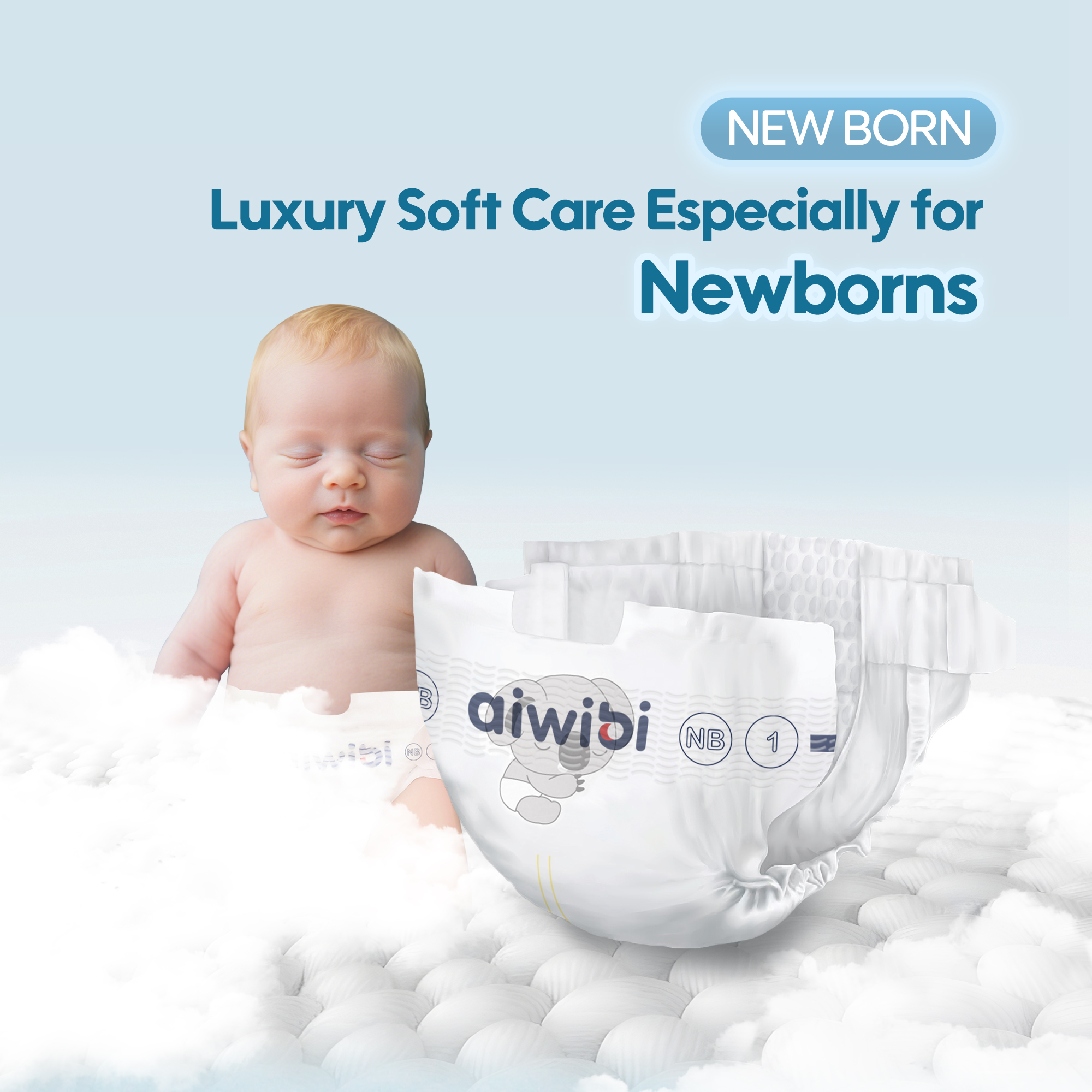 Aiwibi Premium Natural Newborn Diapers Baby Diapers Soft and ...