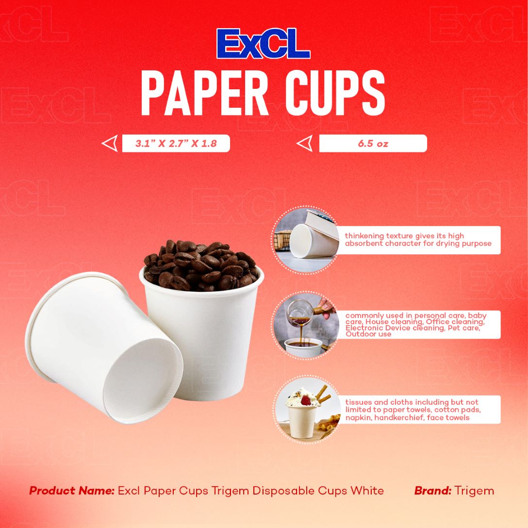 ExCL Trigem White Paper Cups (1box - 1000pcs) | Shopee Philippines