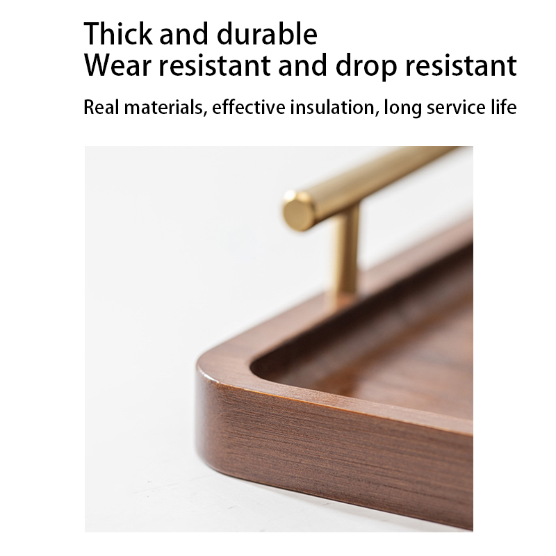 Bamboo and Wood Tea Tray Rectangular Solid Wood Serving Tray With ...