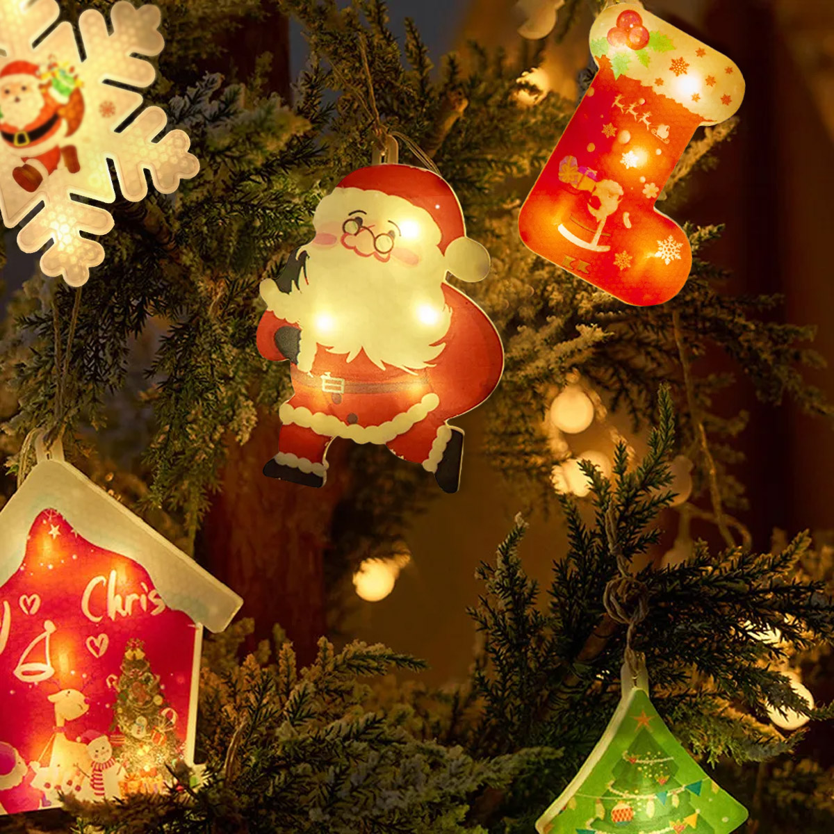 Christmas Lights Santa Claus Led Light Xmas Ornaments For Home 2026 ...