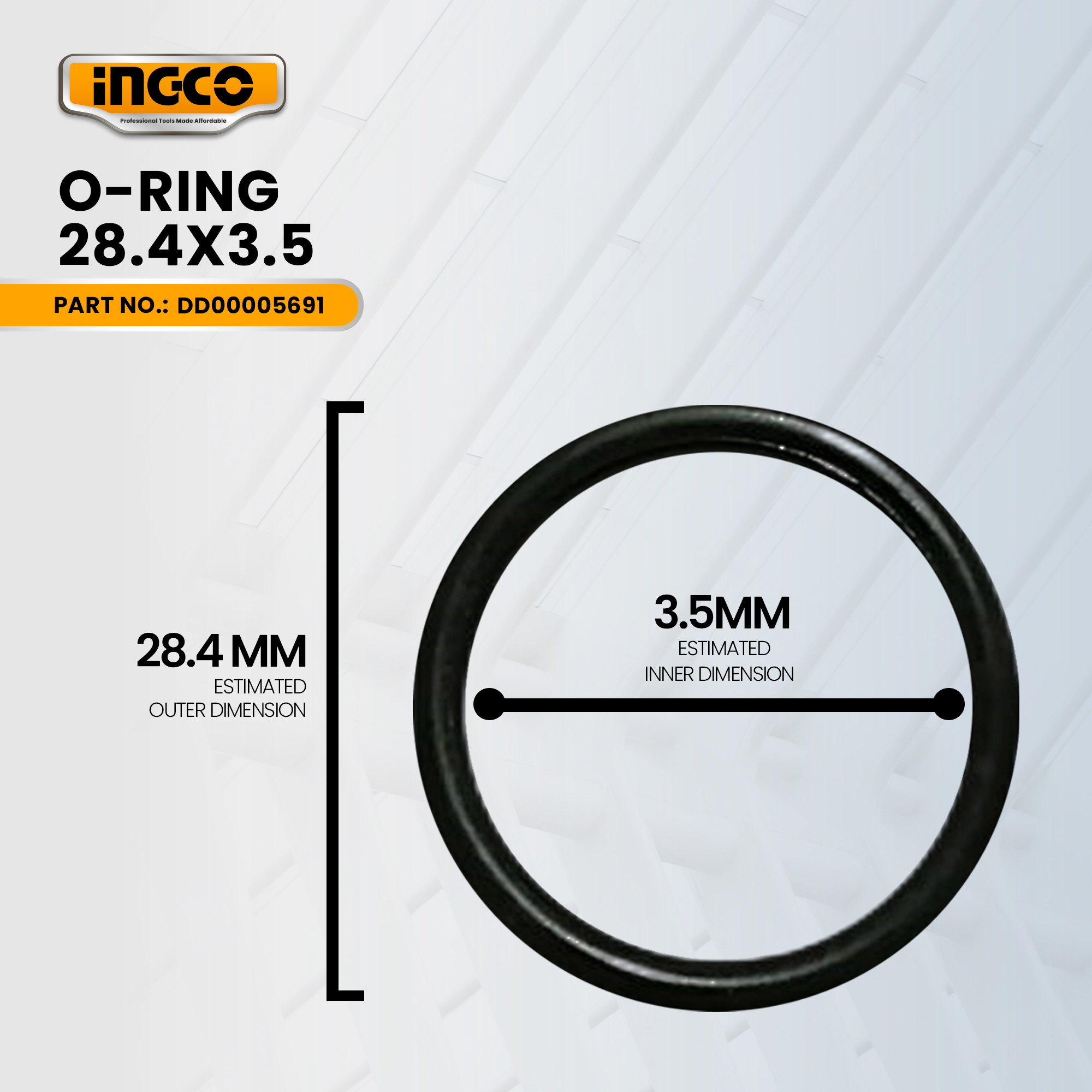 INGCO DD00005691 O-ring 28.4X3.5 for PDB130018 Demolition Hammer ...