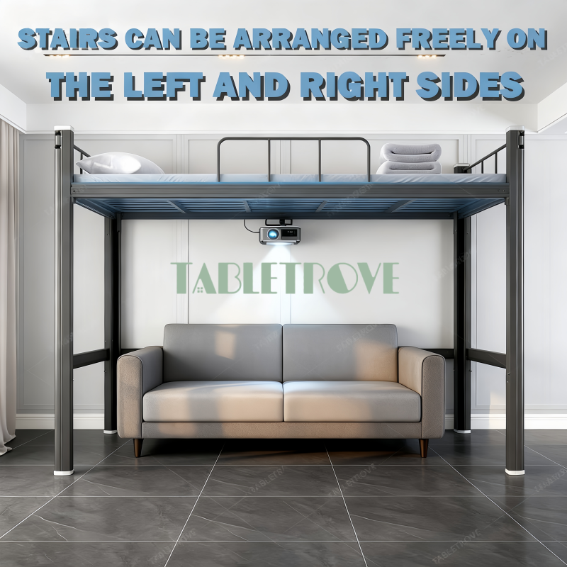 TABLETROVE Bed Brame Metal Loft Bed Frame Iron Loft Bunk Bed Apartment ...