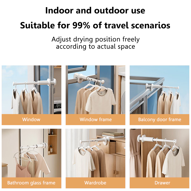 Travel Clothes Dryer Heavy Duty Windproof Foldable Rack Space Saving ...