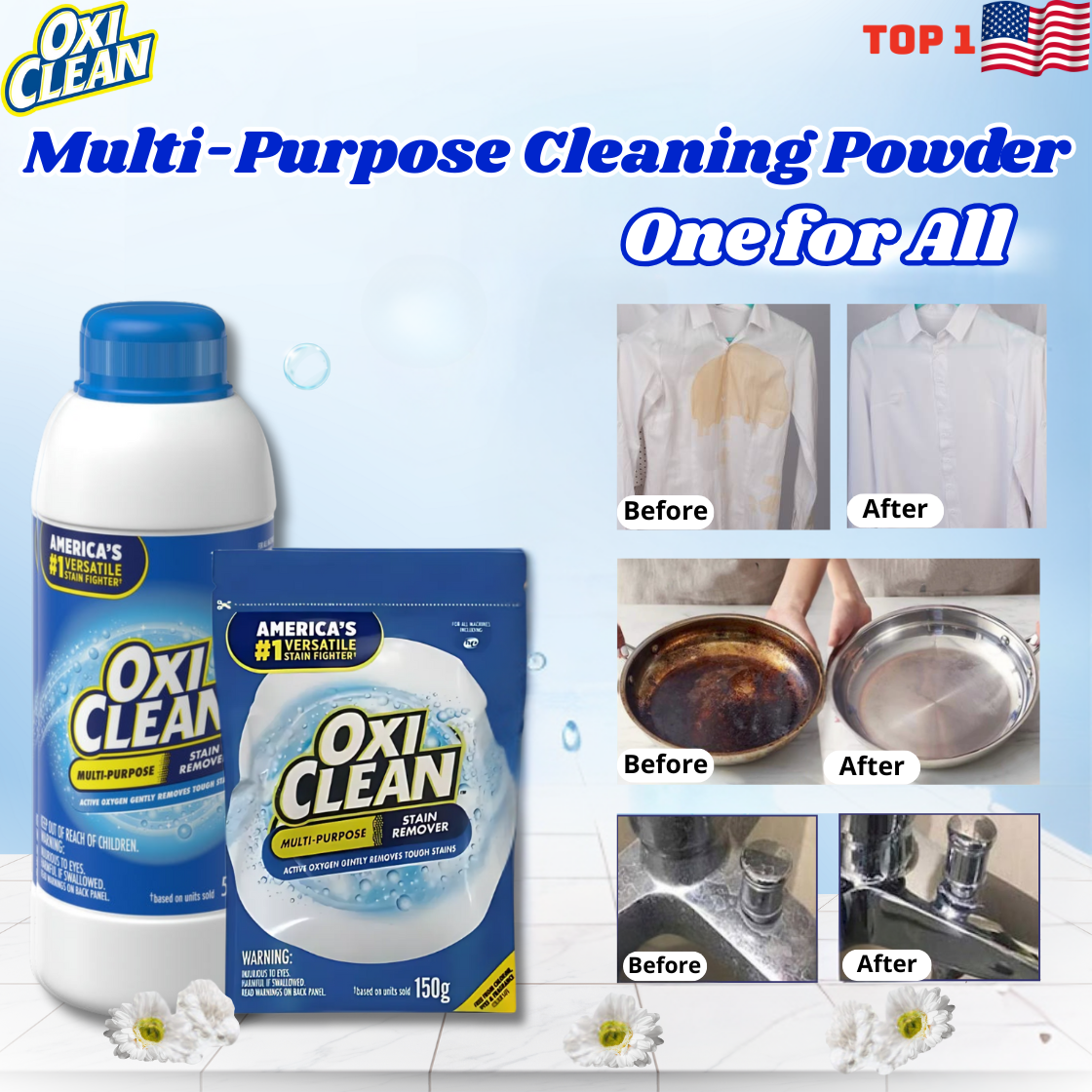 OxiClean All Purpose Cleaner Removes Clothes Stains Kitchen Grease and ...