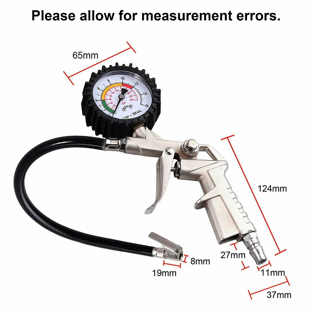 Tire Air Pressure Gauge with Inflator & Deflator Gun 3-in-1 Tool for ...