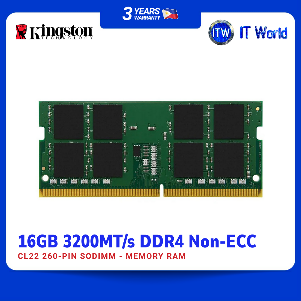 Kingston Memory RAM 16GB DDR4 3200MT/s Non-ECC CL22 SODIMM (KVR32S22D8 ...