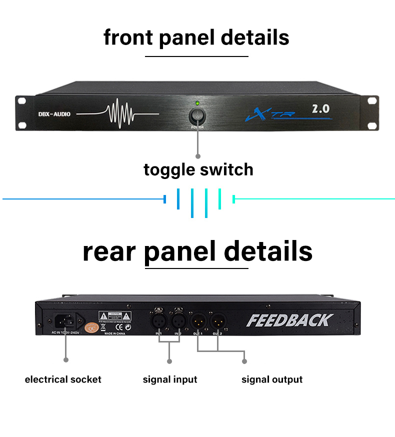 DBX 6.0 Professional Microphone Feedback Suppressor, Anti-Howling Stage ...