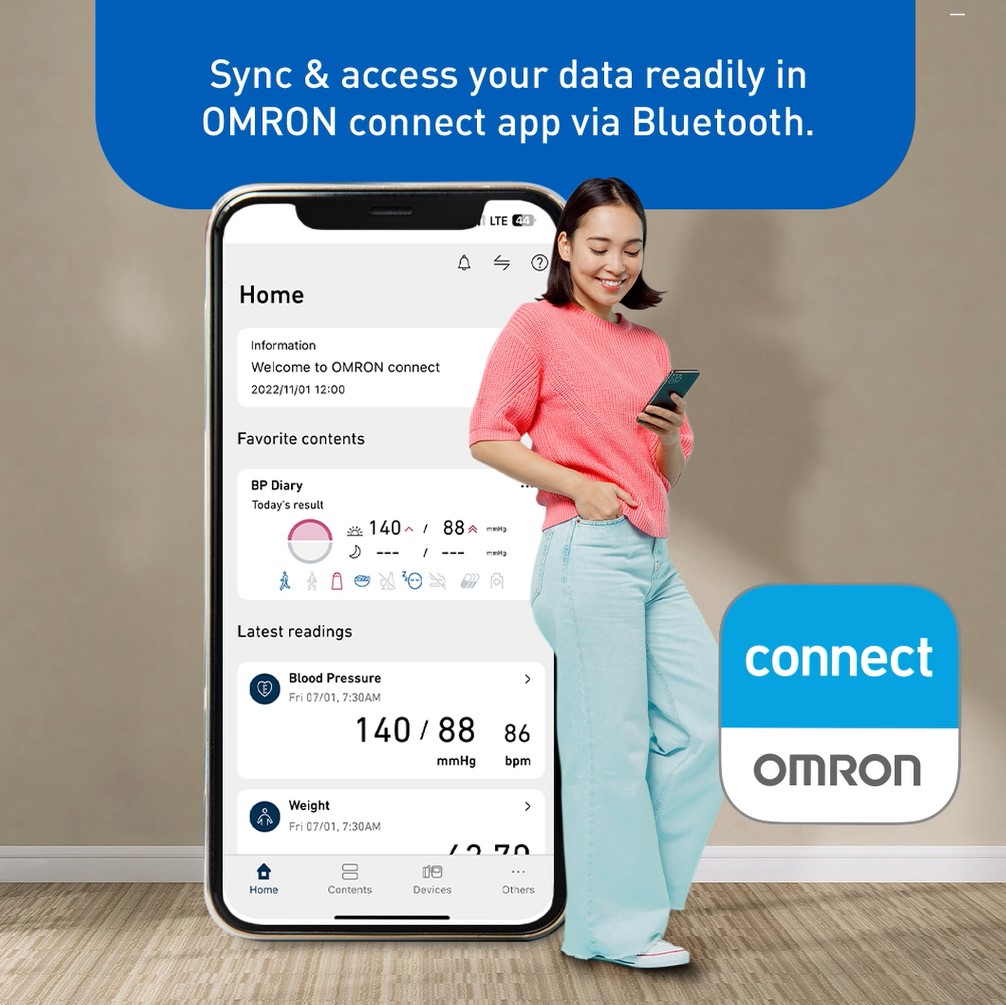 Omron HEM-7155T Automatic Upper Arm Blood Pressure Monitor BPM Digital w/ Bluetooth ...