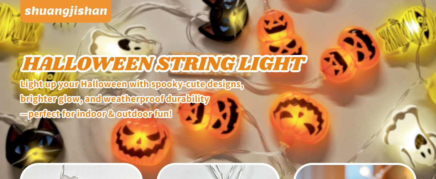 2M Halloween Light Strings Pumpkin Ghost Festival Lantern String LED ...