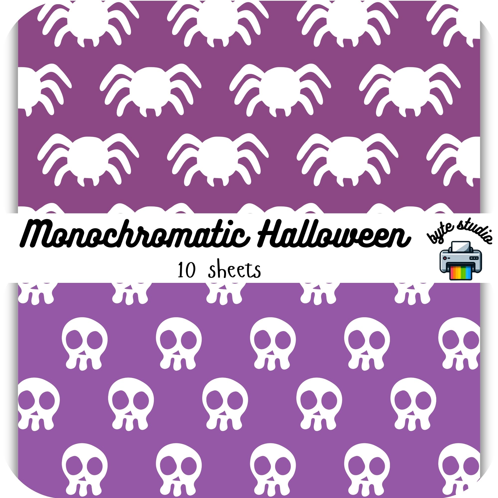 10 Sheets Monochromatic Halloween by byte studio | Cardstock Craft ...