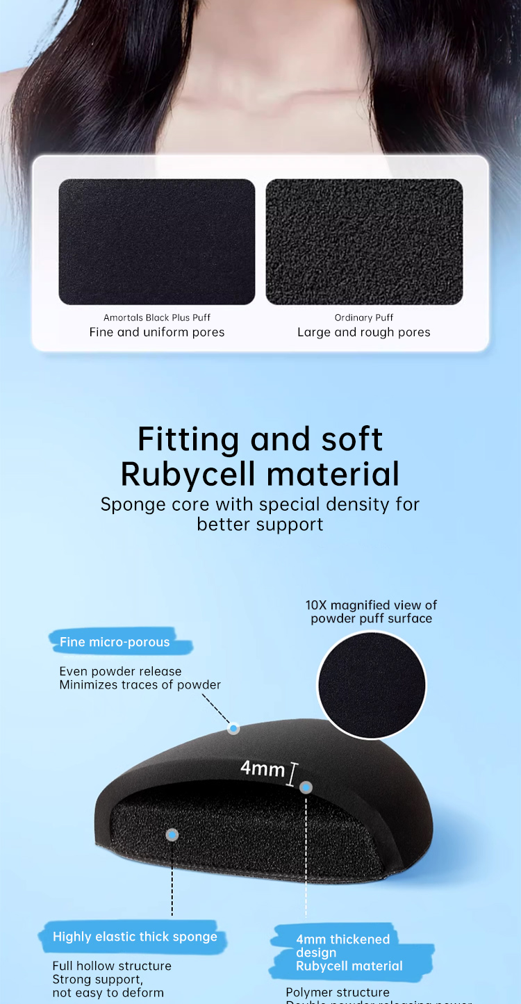 Amortals Black Plus Powder Puff Set with Container Makeup Sponge Dry ...
