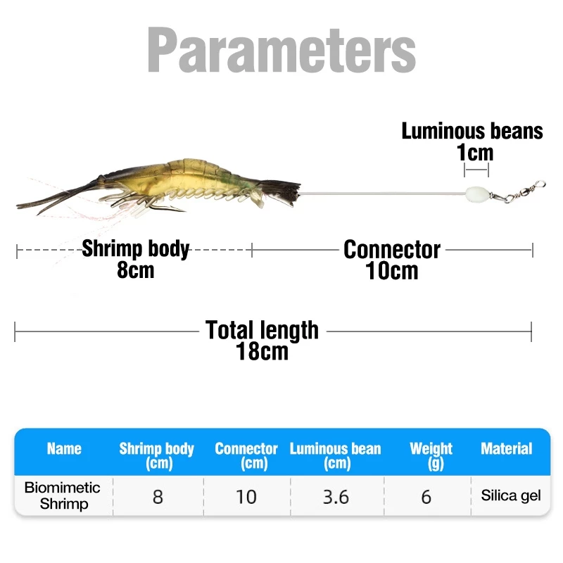 Soft Prawn Shrimp Swivel Wobbler Hook Artificial Bait Bead Tackle ...