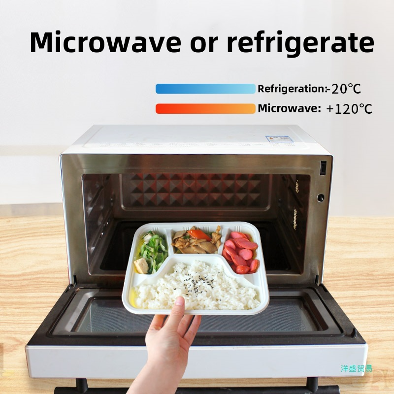 (100pcs) Thick food material red bento box 1/2/3/4/5 grid partition ...