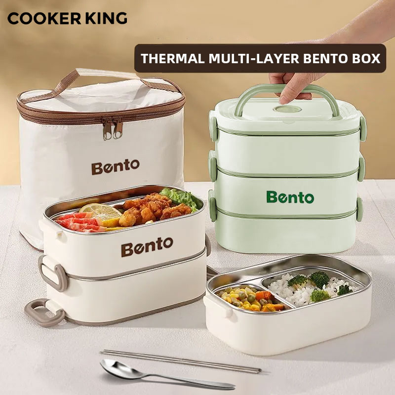 COOKER KING Thermal Multi-Layer Bento Box Stainless Steel Lunch Box Set ...