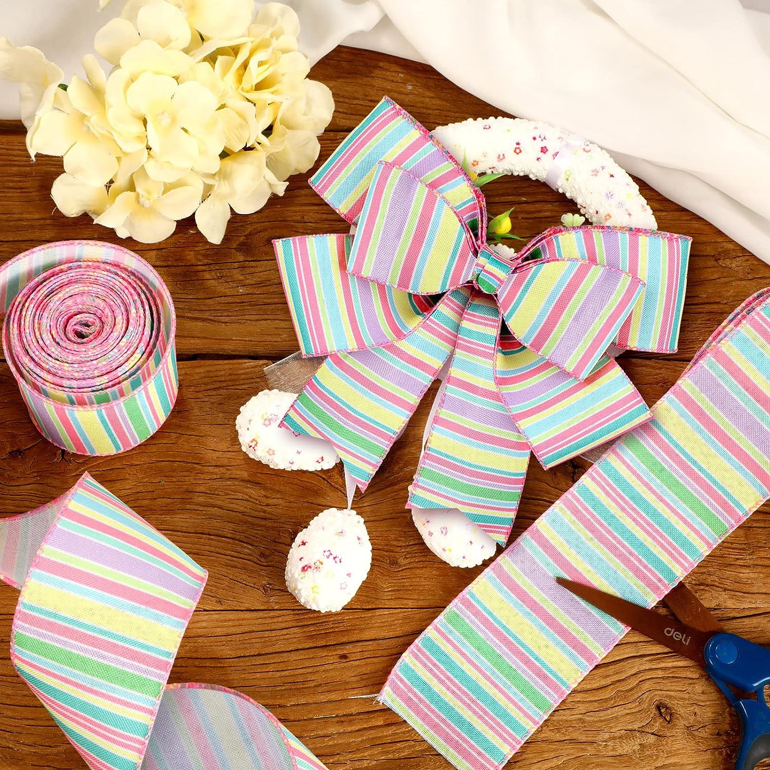 6.3CM 5Yards Christmas Ribbon Pastel-colored checkered fabric ribbon ...