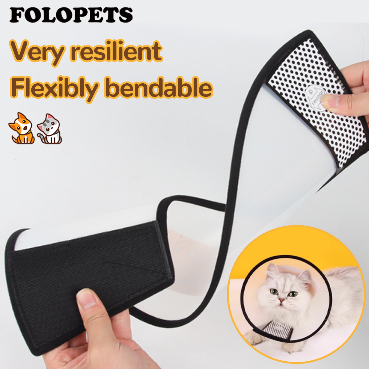 FOLOPETS Elizabeth Cone E-Collar Pet Dog Cat Adjustable Safe Collar ...