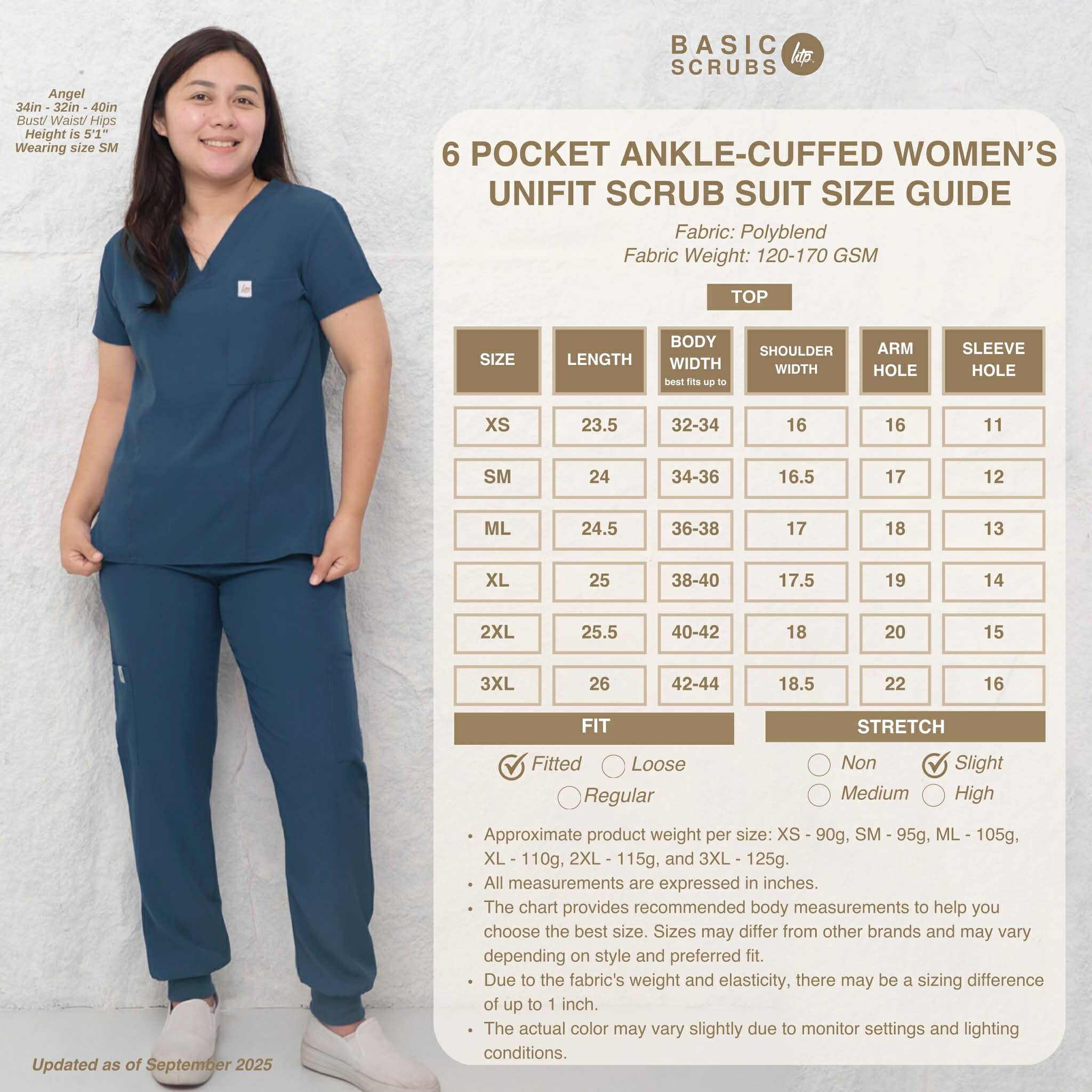 HTP Basics 6P Ankle-Cuffed Women's Scrub Suit Set | Scrubsuit with ...