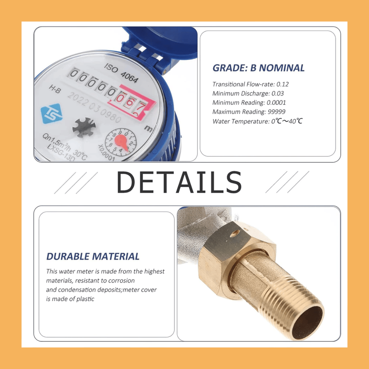 Brass Water Meter Dry Type Water Submeter Original For Garden & Home ...