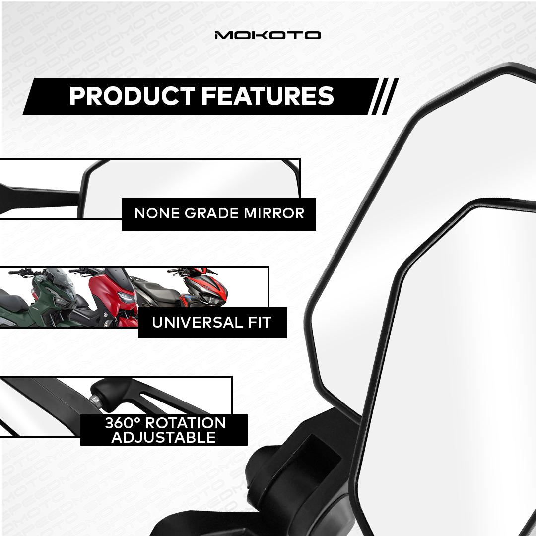 MOKOTO UNIVERSAL BLITZ SIDE MIRROR CLEAR MKT-11794 10MM THREAD SIZE ...