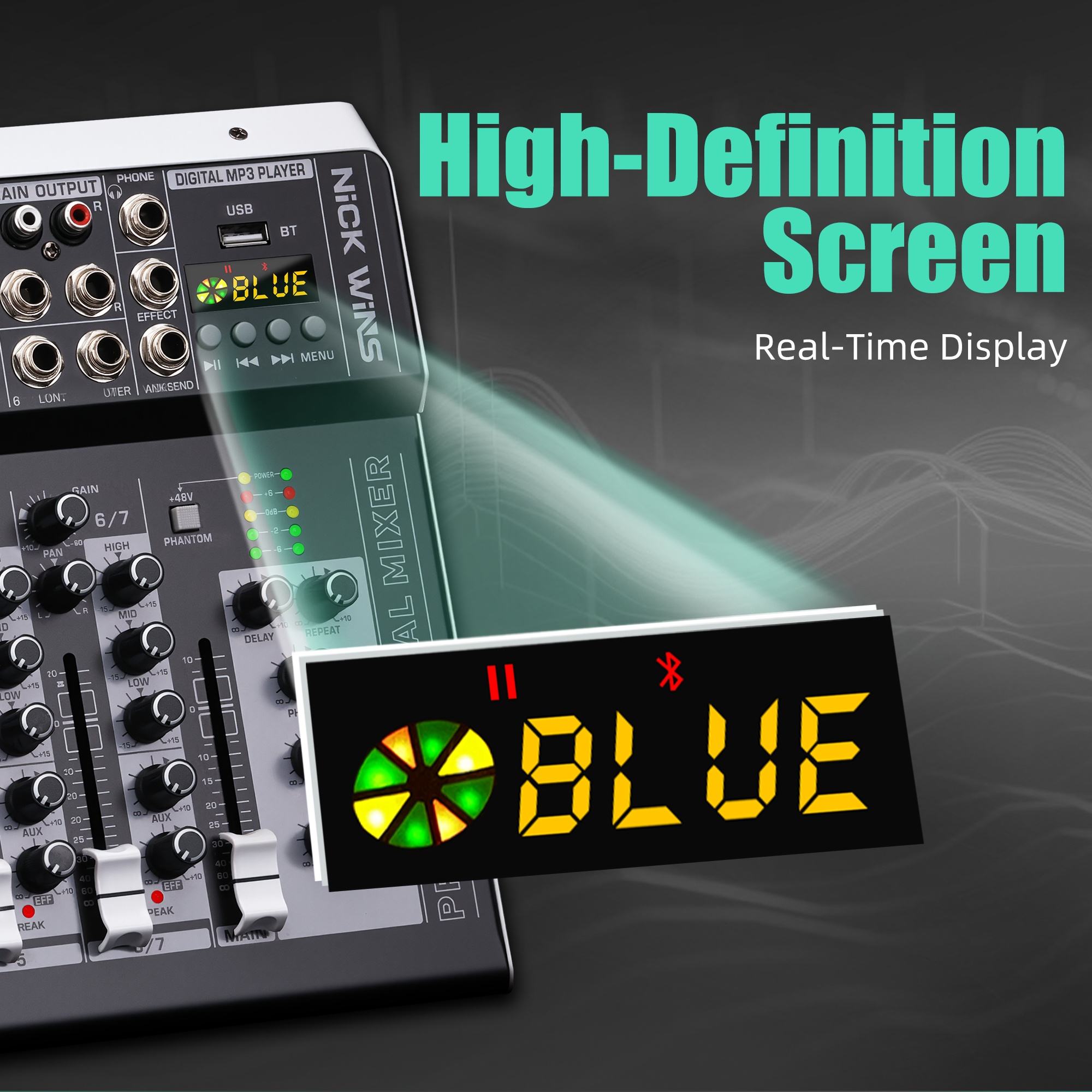 audio mixer 4/7 channel Mixer with Bluetooth built-in EQ/recording ...