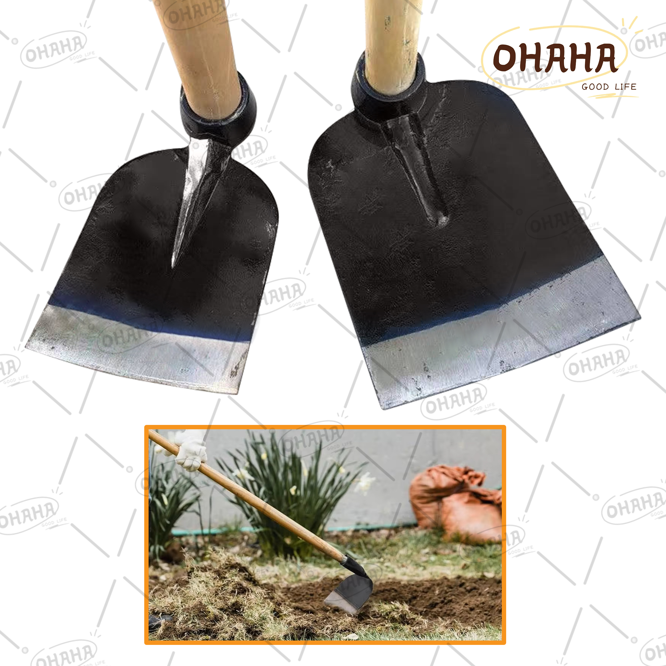 OHAHA DIGGING ASAROL AND PICK MATTOCK PIKO WOODEN HANDLE DIGGING ...