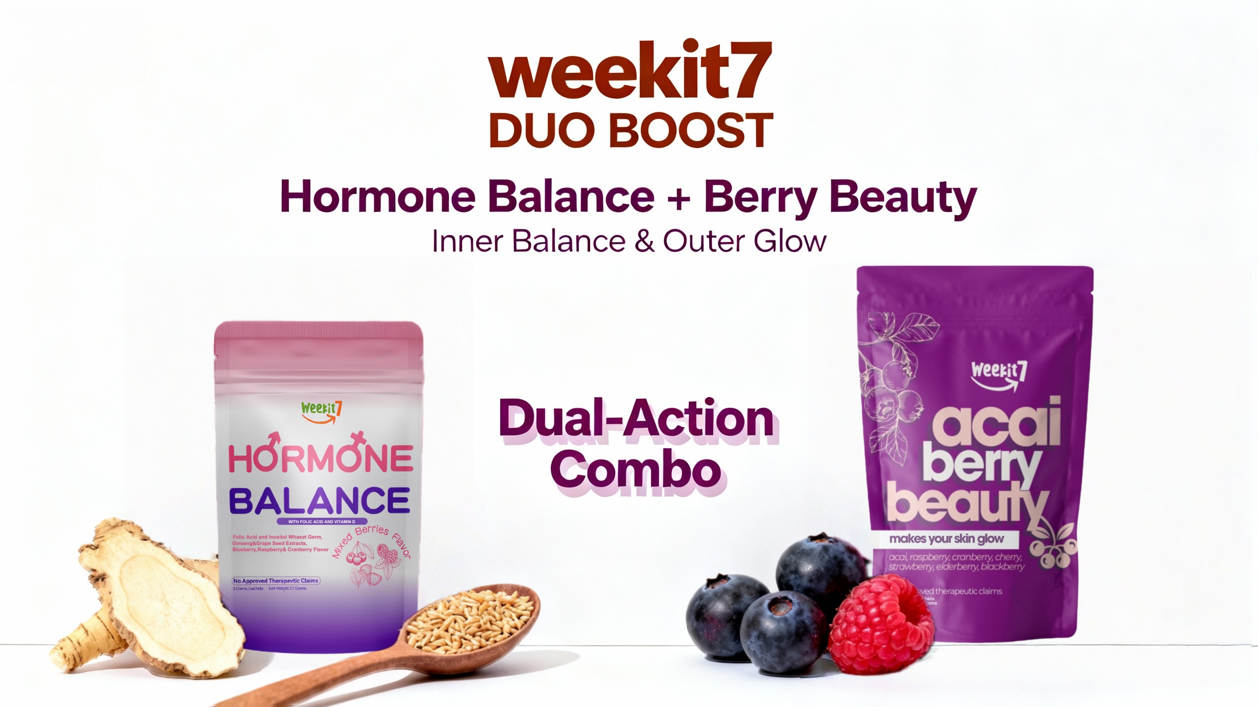 Weekit7 Combo Hormone Balance&Acai Berry Beauty powde Folic Acid ...