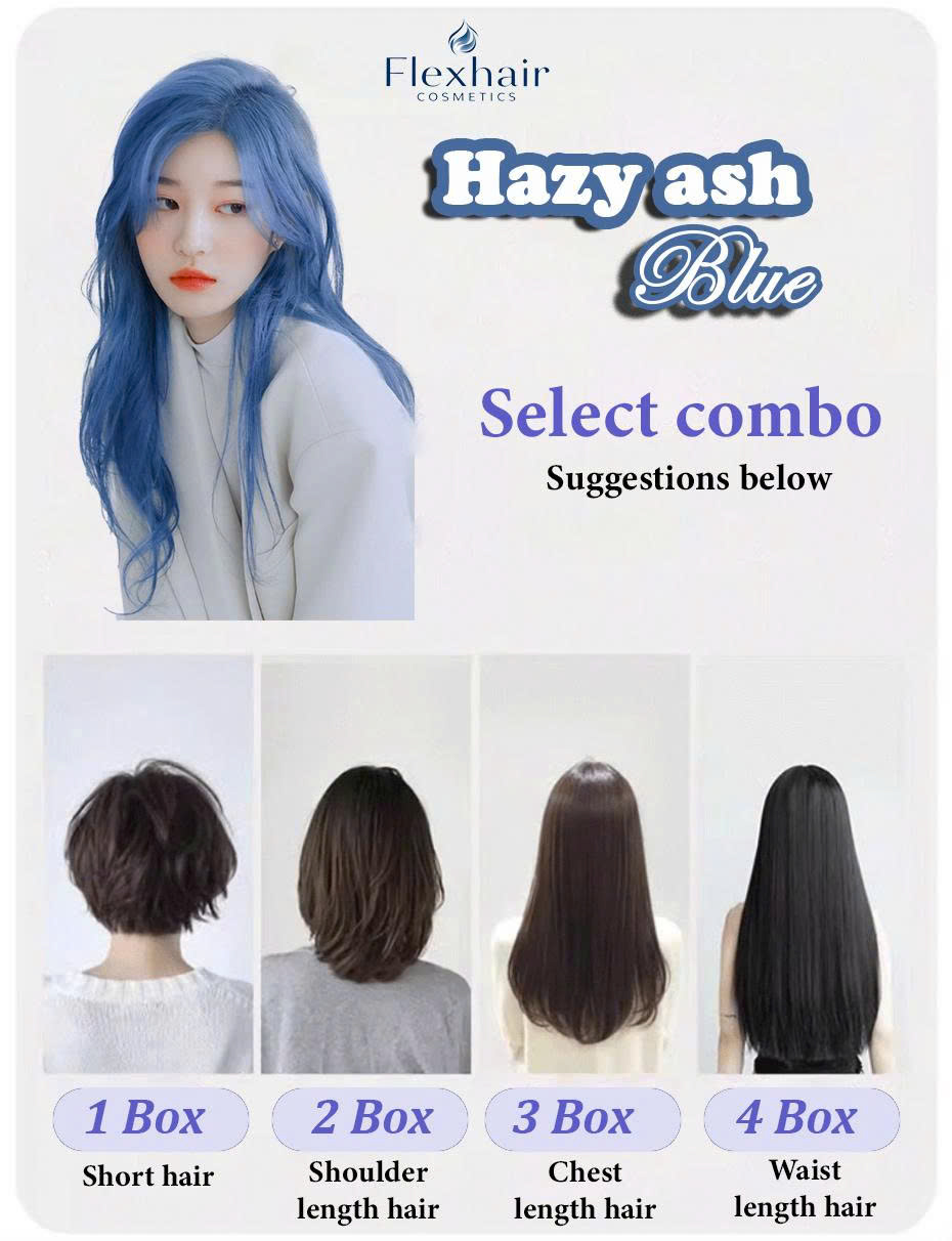 FLEXHAIR Hair Color Cream Hazy Ash Blue Long-Lasting Hair Color Cream ...
