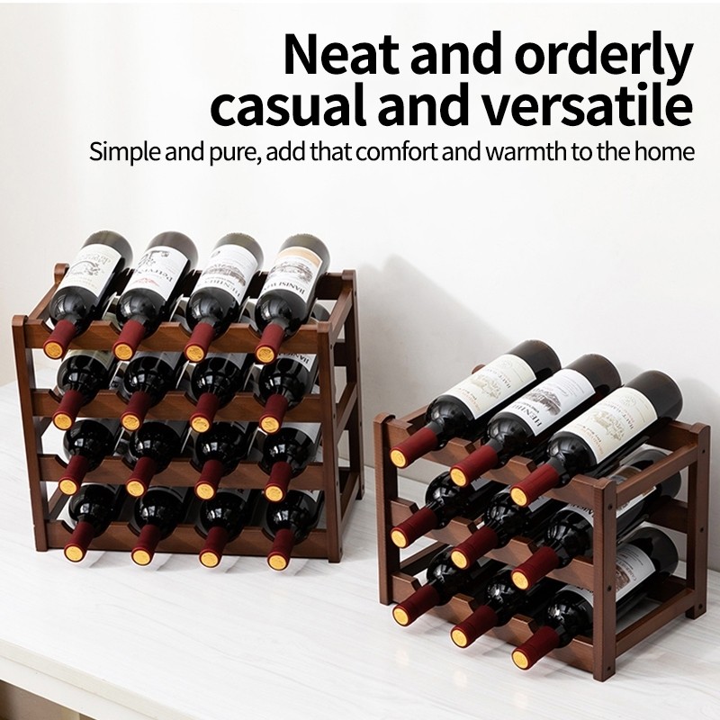 【COD】Wooden Wine Rack 3/6/10 Bottle Holder Folding Drink Bottle Bar ...