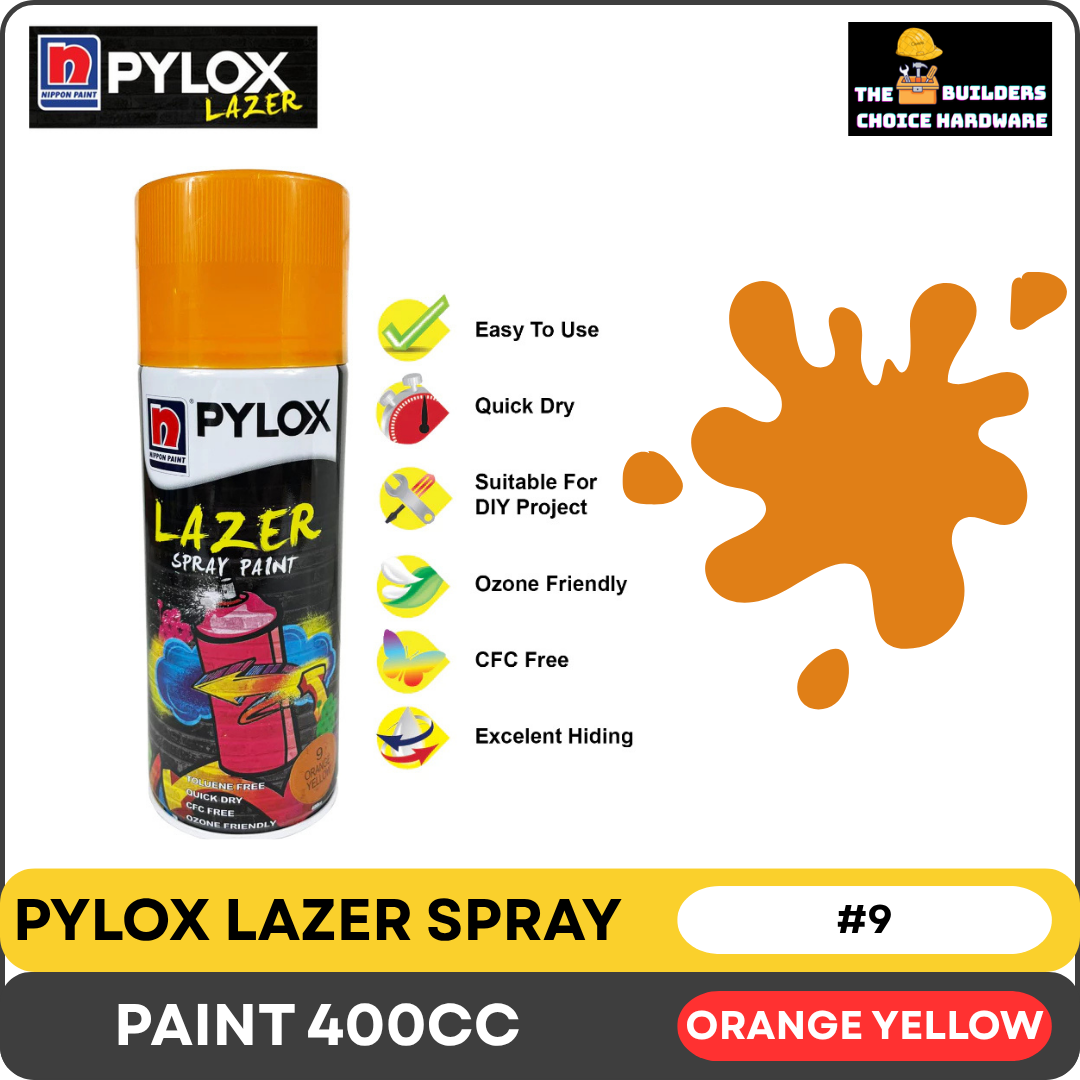 PYLOX #9 ORANGE YELLOW ORIGINAL LAZER SPRAY PAINT 400CC | Shopee ...