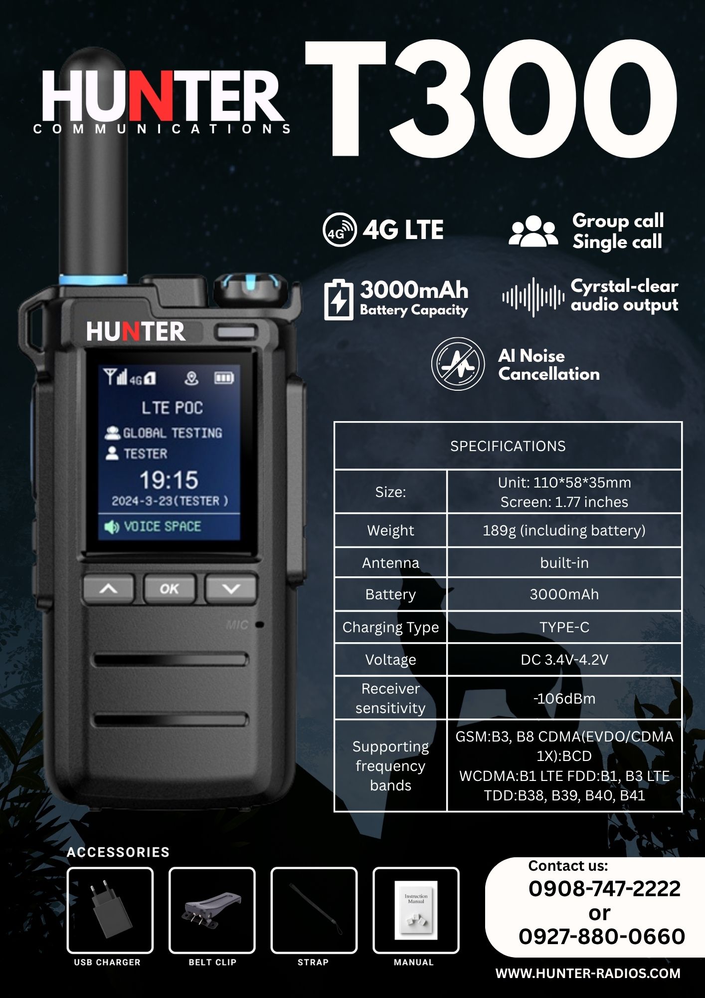 Hunter T300 PoC Radio with AI Noise Cancellation | Shopee Philippines