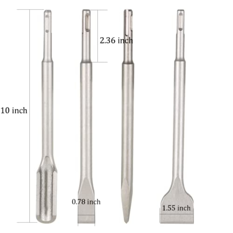 (COD)4pcs Rotary Hammer Drill Bit Set and Chisel Set Rotary Electric ...