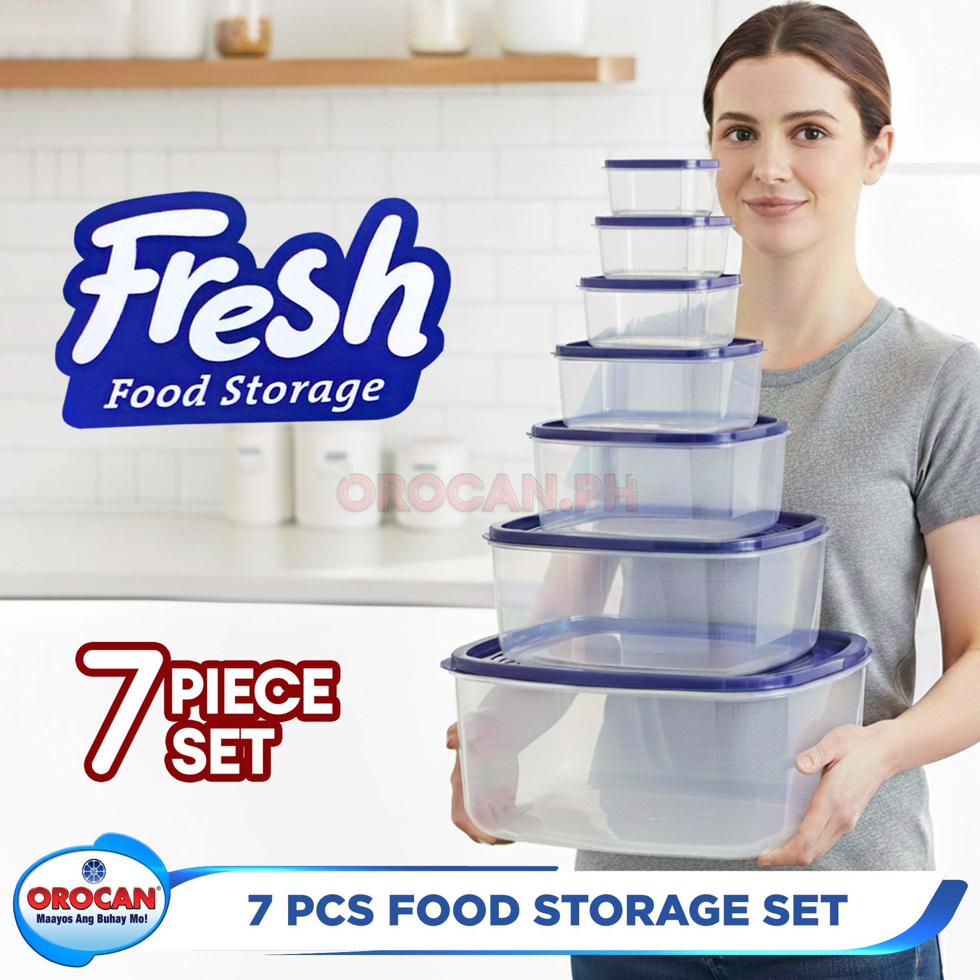 Orocan Fresh 7-Piece Food Container Set Keep Food Fresher, Longer (7-in ...