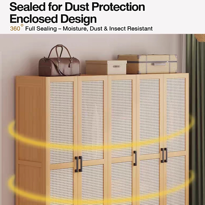 TAHANAN Bamboo Wooden Wardrobe Family Bedroom Simple Assembly Large ...