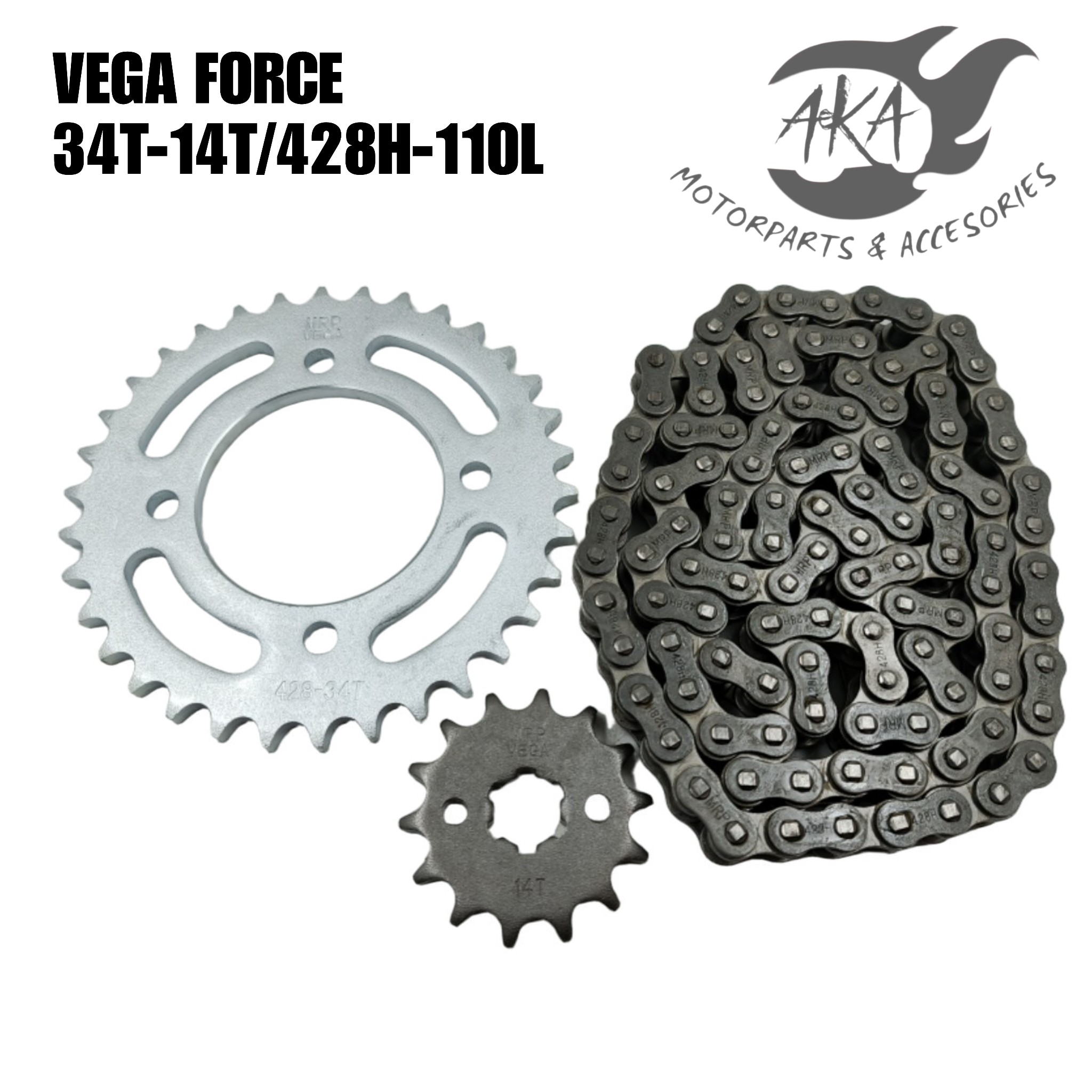 MRP CHAIN SET FOR VEGA FORCE 34T-14T/428H-110L- Direct Fit for Vega ...